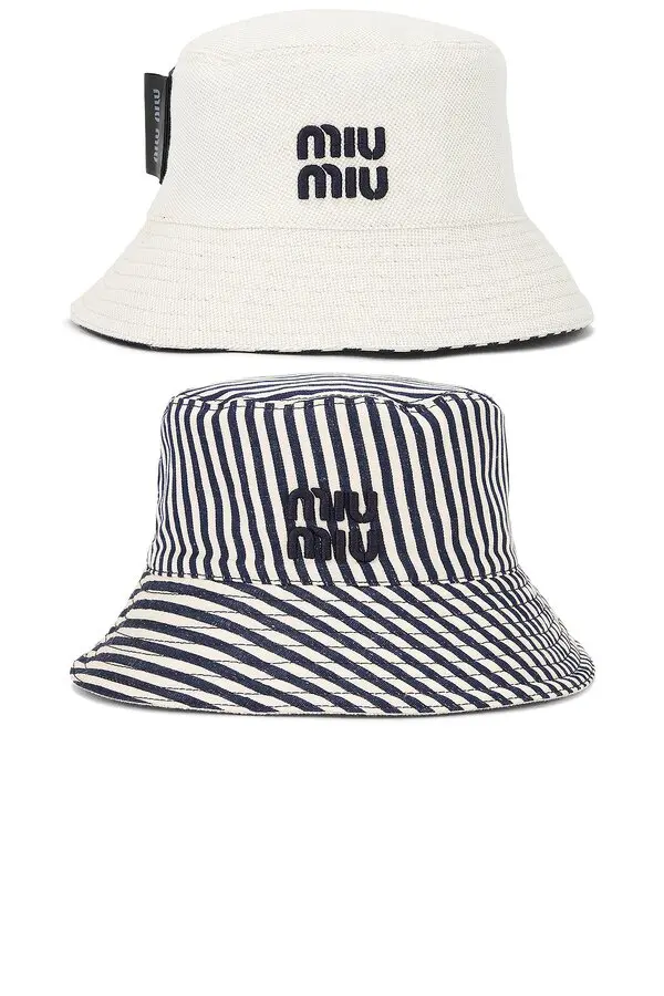 MIU MIU リバーシブル ストライプ バケットハット 楽天市場】【Outlet10％オフ】【残りわずか】MIU MIU ミュウミュウ